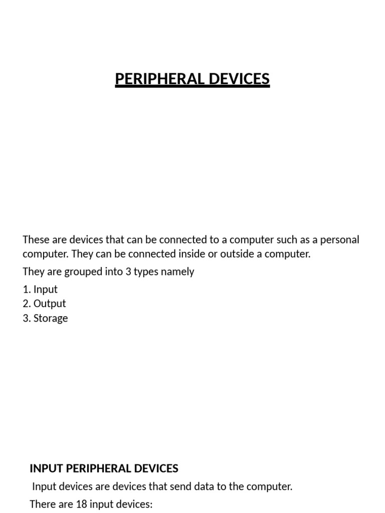 PERIPHERAL DEVICES and Input Yr 10 | PDF