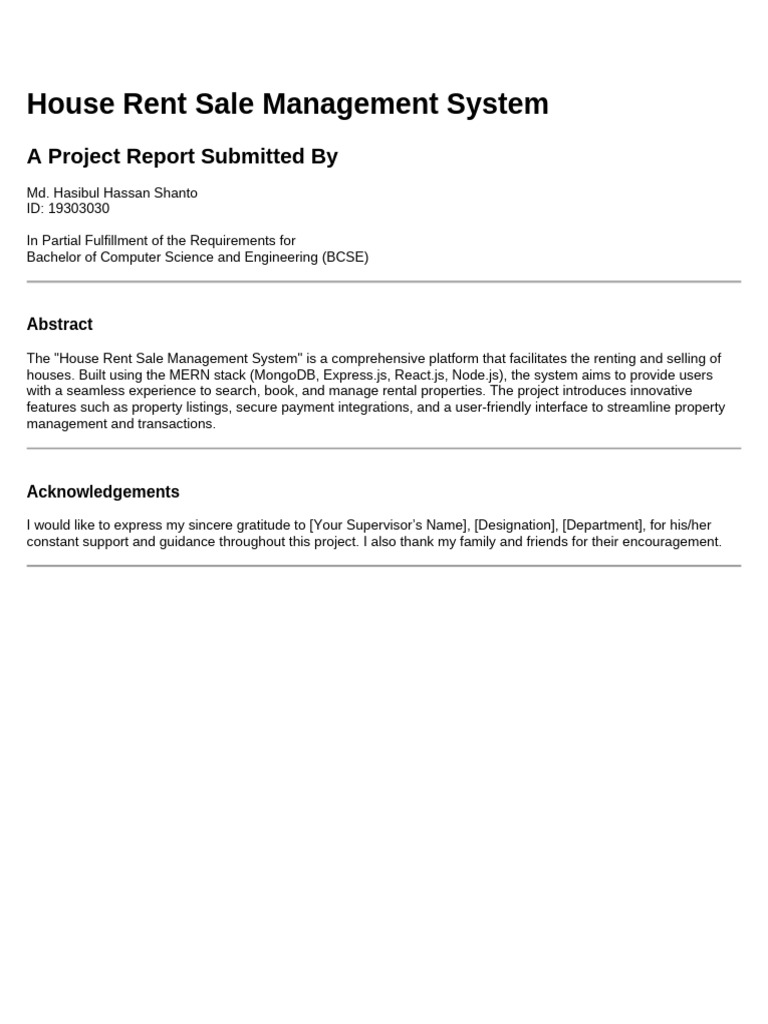 House Rent Sale Management System | PDF | Databases | Usability