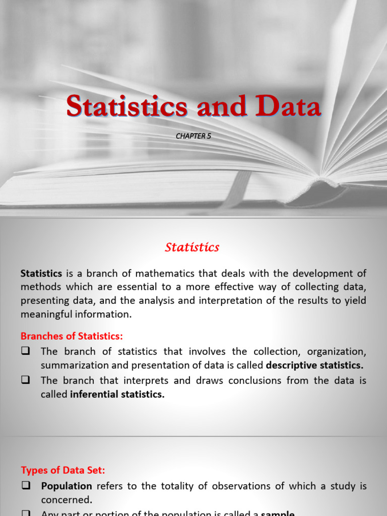 Chapter 5 Statistics and Data | PDF | Statistics | Variance