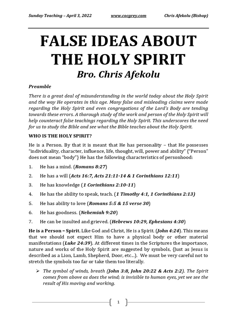 Understanding the Holy Spirit's Nature | PDF | God The Father | Miracle
