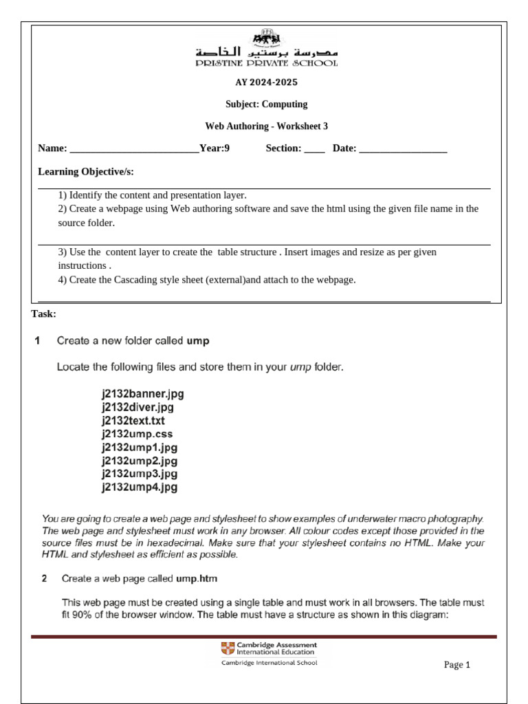 Y9_Webauthoring Worksheet_3 | PDF