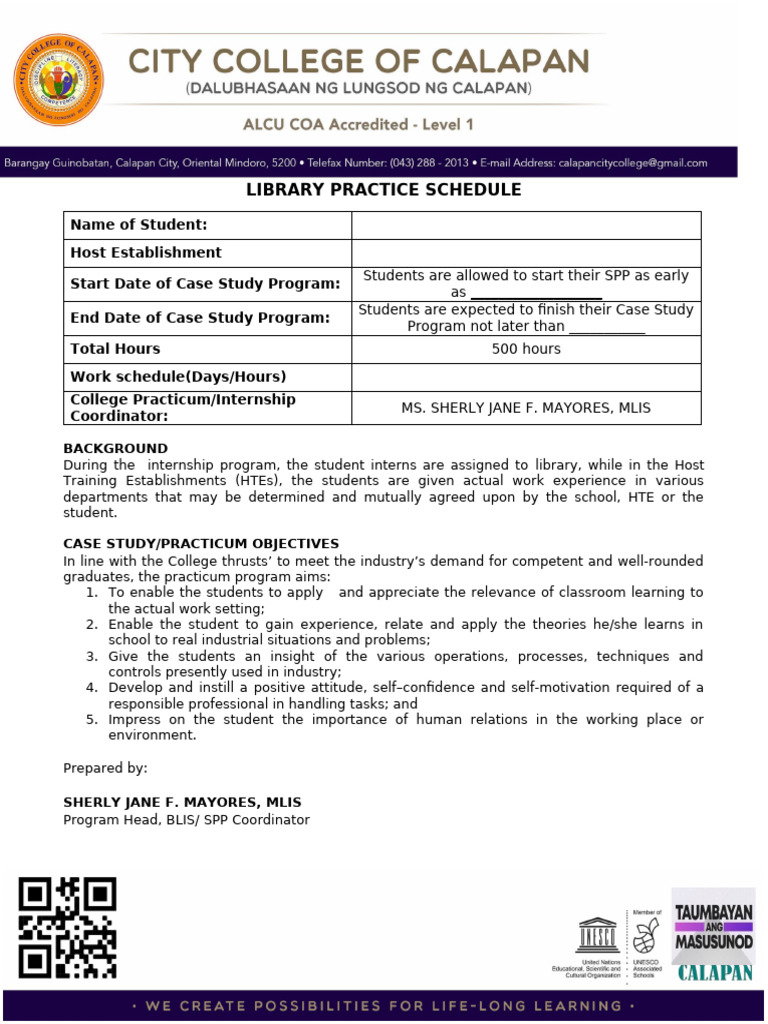 PRACTICUM-schedule | PDF