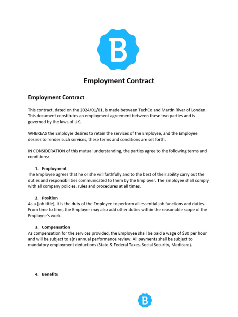 uk_employment_contract_example | PDF | Employment | Civil Law (Legal ...