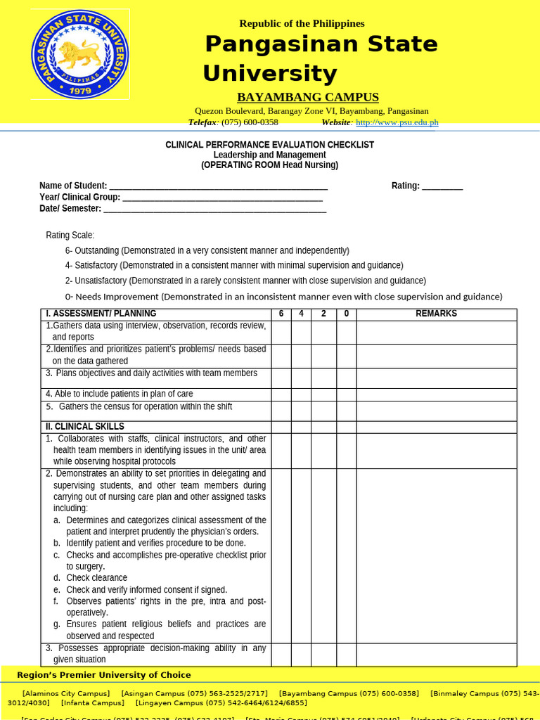 OR-Head-Nursing-Checklist | PDF | Nursing | Patient