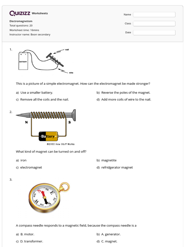 Quizizz - Electromagnetism | PDF | Magnet | Magnetism