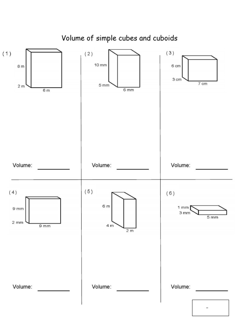 Volume of Cubes and Prisms | PDF | Percentage | Volume