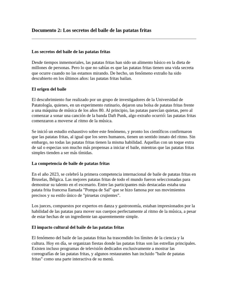 secreto de baile de las papas fritas | PDF | Bailes | Papas fritas