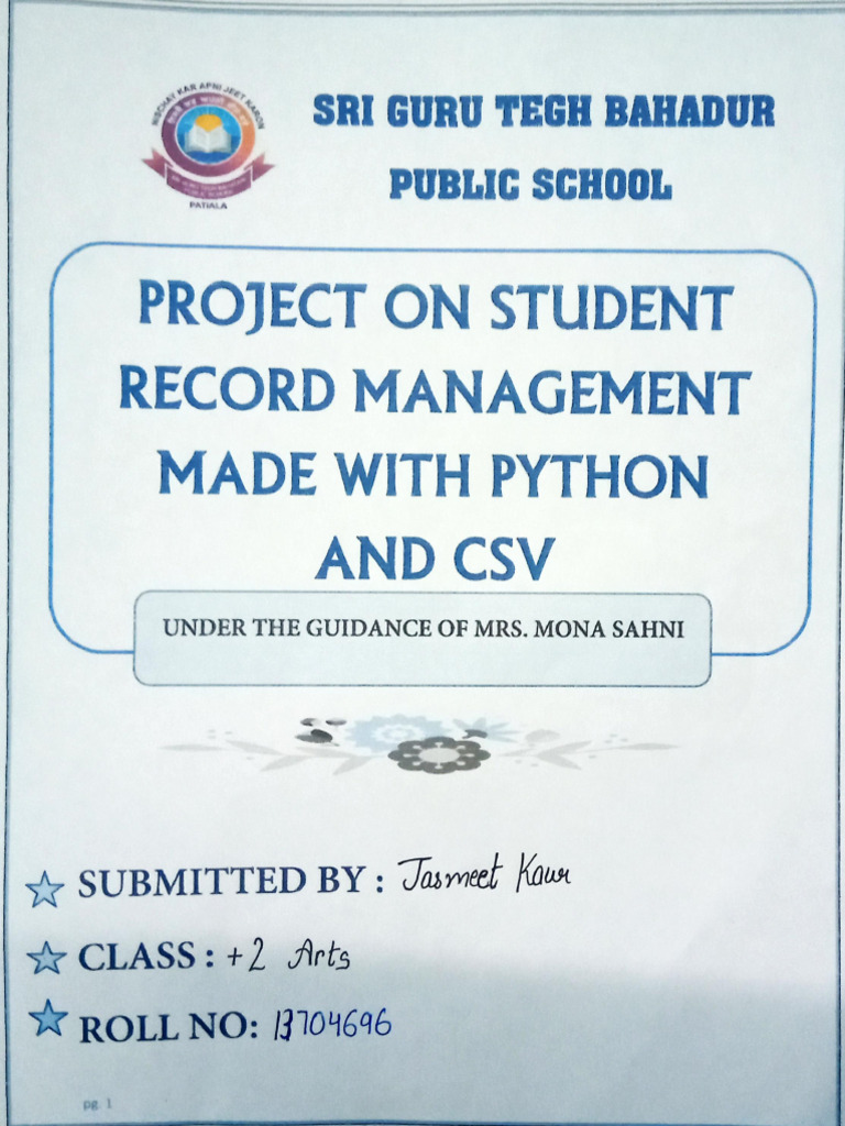 Informatics Practices Project File | PDF