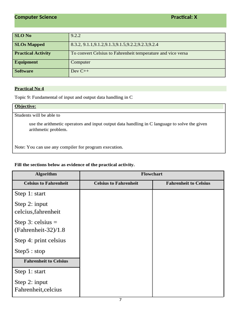 C Program: Celsius to Fahrenheit Conversion | PDF