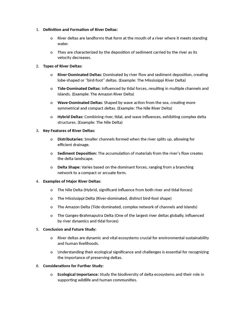 Types and Features of River Deltas | PDF | River Delta | River