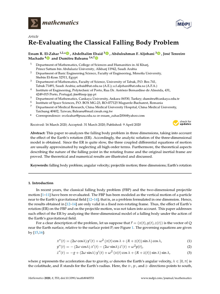 Re-Evaluating The Classical Falling Body Problem | PDF | Acceleration ...