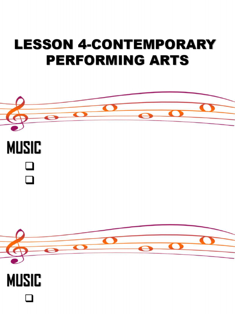 Lesson 6 - Contemporary Performing Arts | PDF | Songs | Performing Arts
