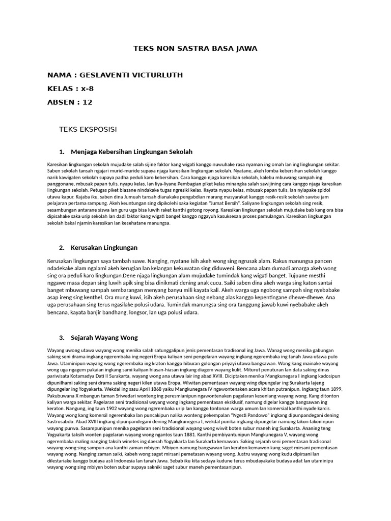 Teks Non Sastra Basa Jawa | PDF