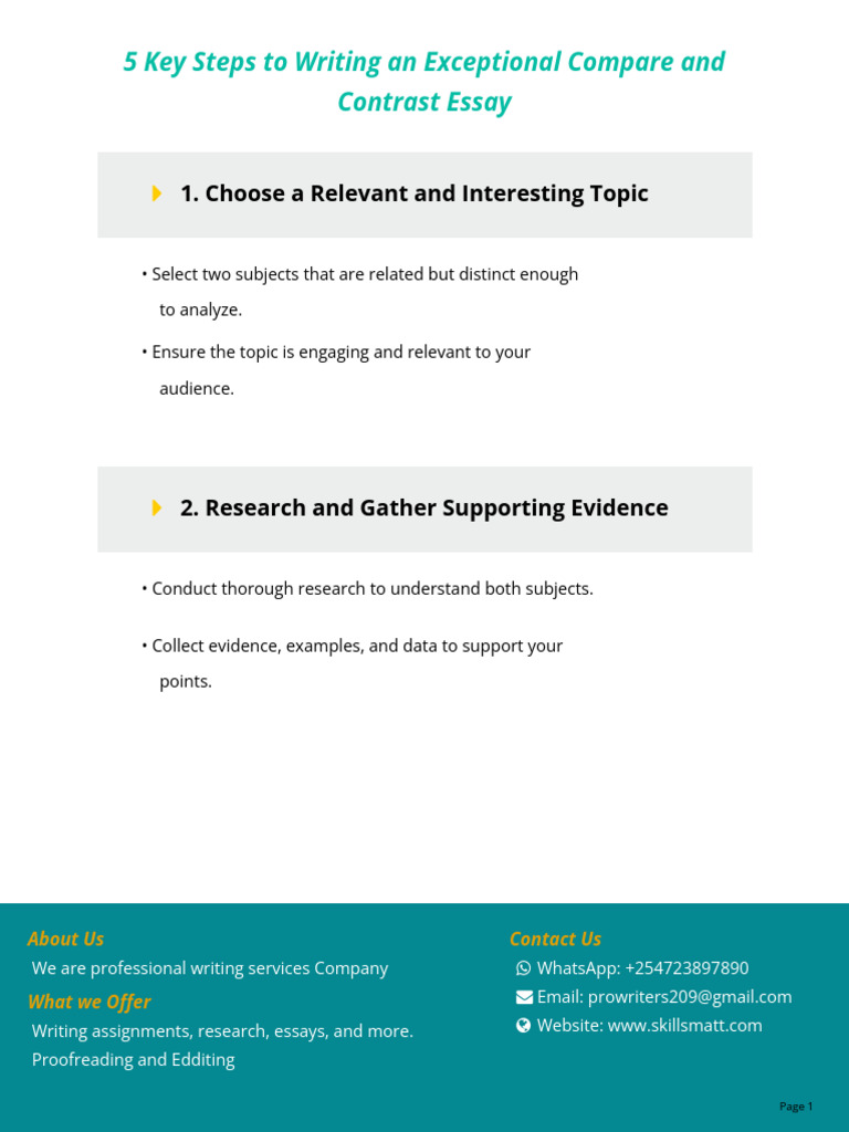 5 Key Steps To Writing An Exceptional Compare and | PDF
