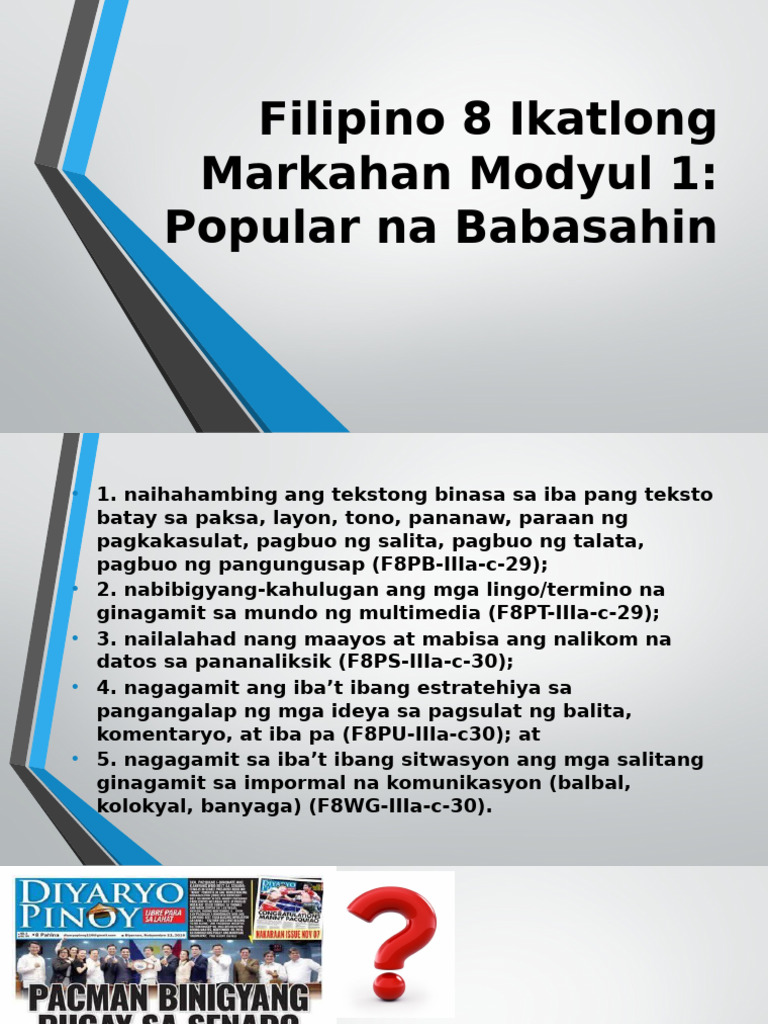 Filipino 8 Q3 Module 1 1 | PDF
