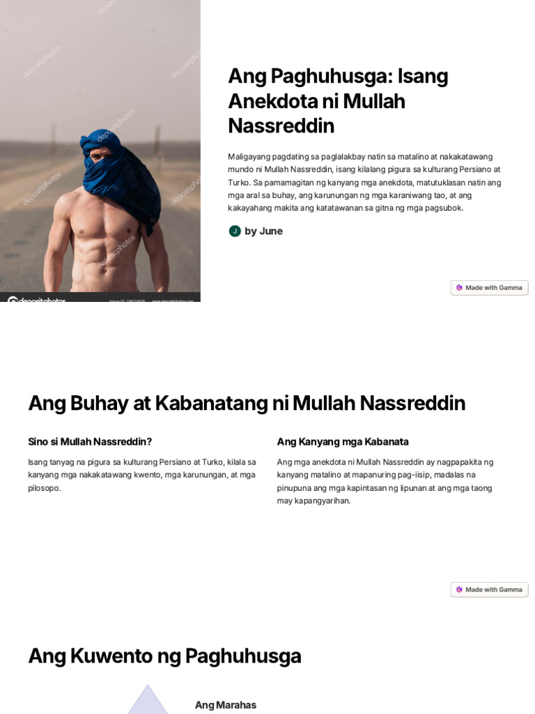 Ang Paghuhusga Isang Anekdota Ni Mullah Nassreddin | PDF