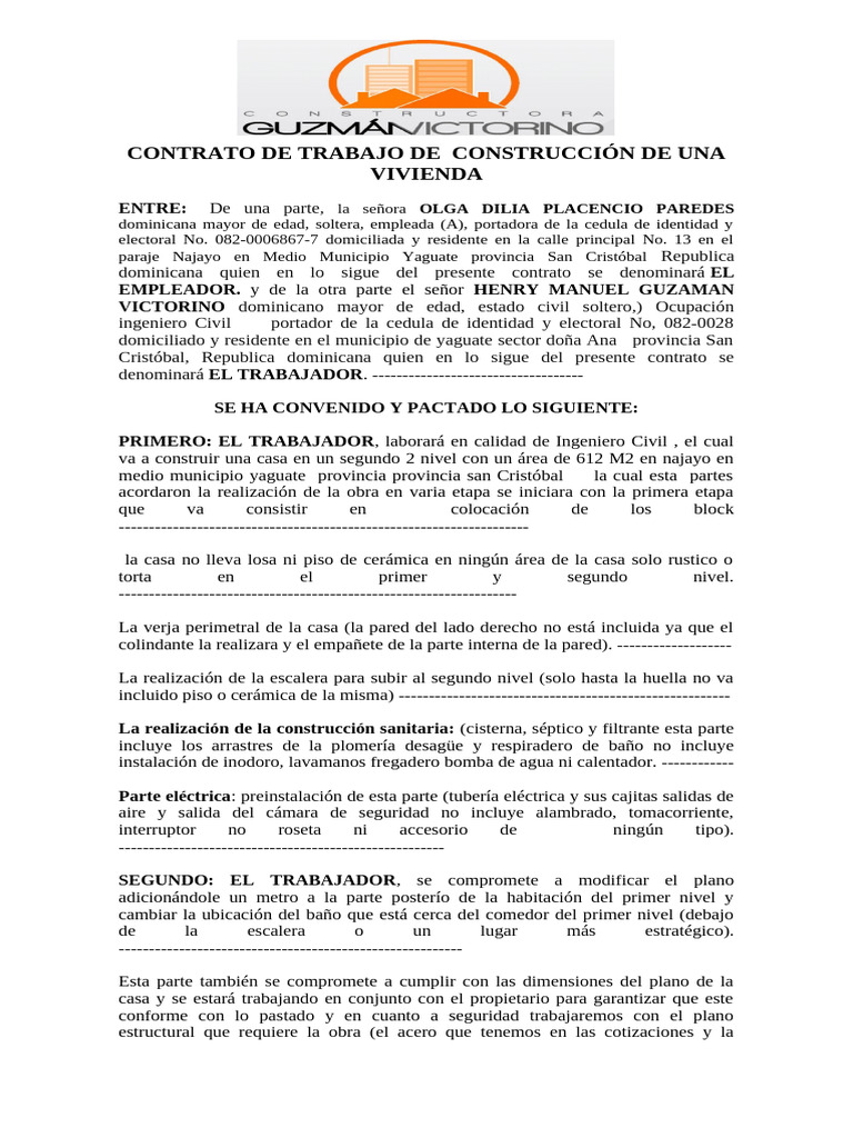 CONTRATO DE TRABAJO POR Tiempo DEFINIDO dilia placencio | PDF