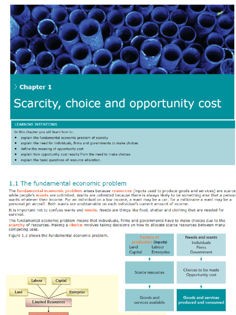 CHAPTER 1 Scarcity, Choice & Opportunity Cost | PDF