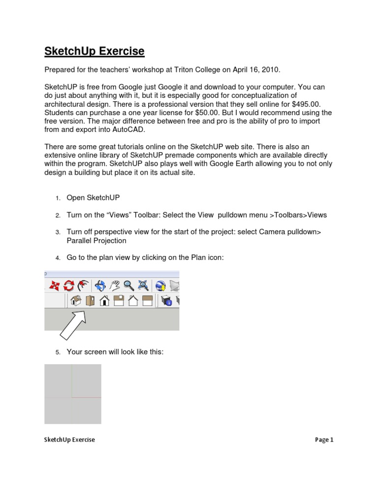 SketchUp Beginner's Exercise Guide | PDF | Computers