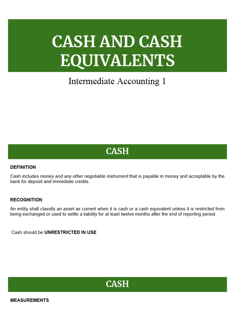 (1) Cash and Cash Equivalents, Bank Reconciliation, And Proof of Cash ...