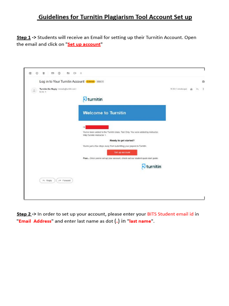 Guidelines for Turnitin Plagiarism Tool Account Set up | PDF | Login ...