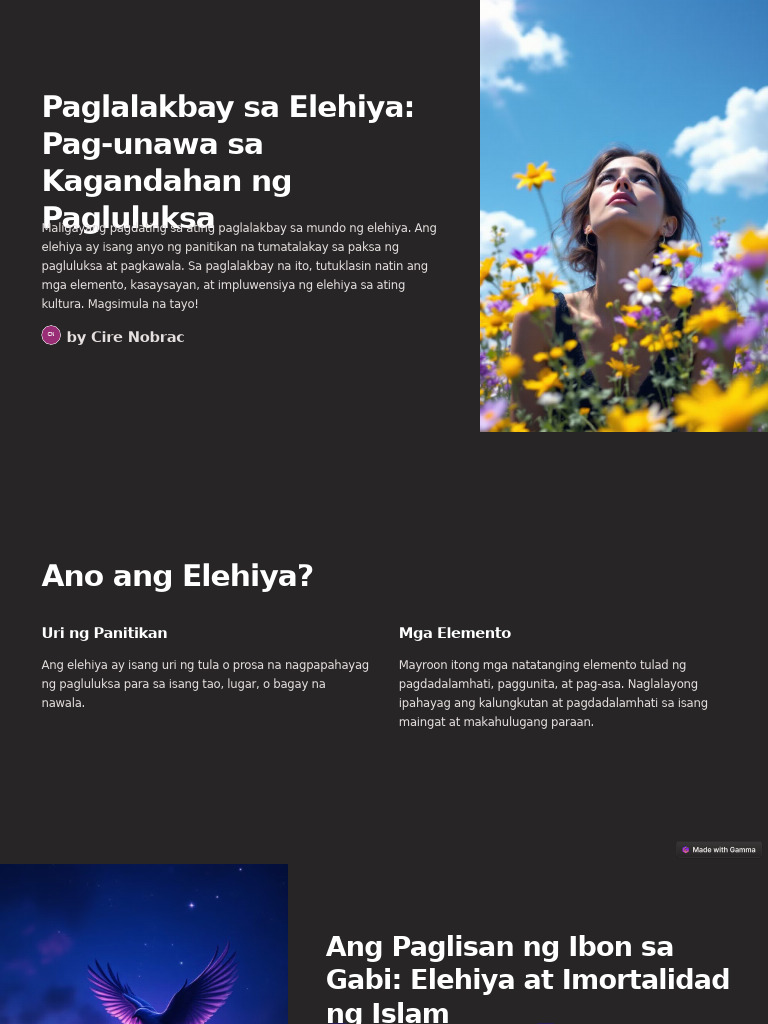 Paglalakbay Sa Elehiya Pag Unawa Sa Kagandahan NG Pagluluksa | PDF