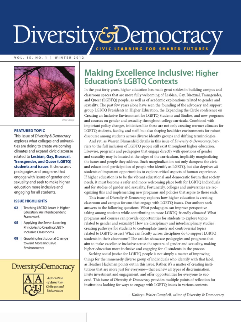 Making Excellence Inclusive:: Higher Education's LGBTQ Contexts | PDF ...