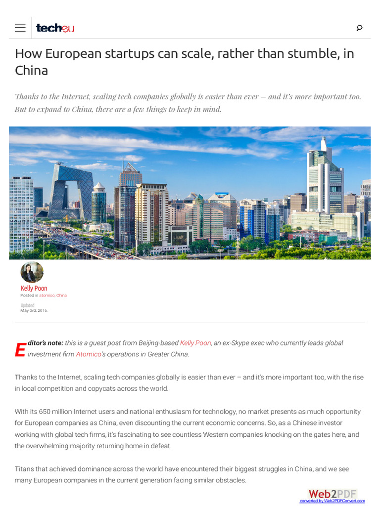 China - European Startups in China | PDF | Startup Company | Small ...