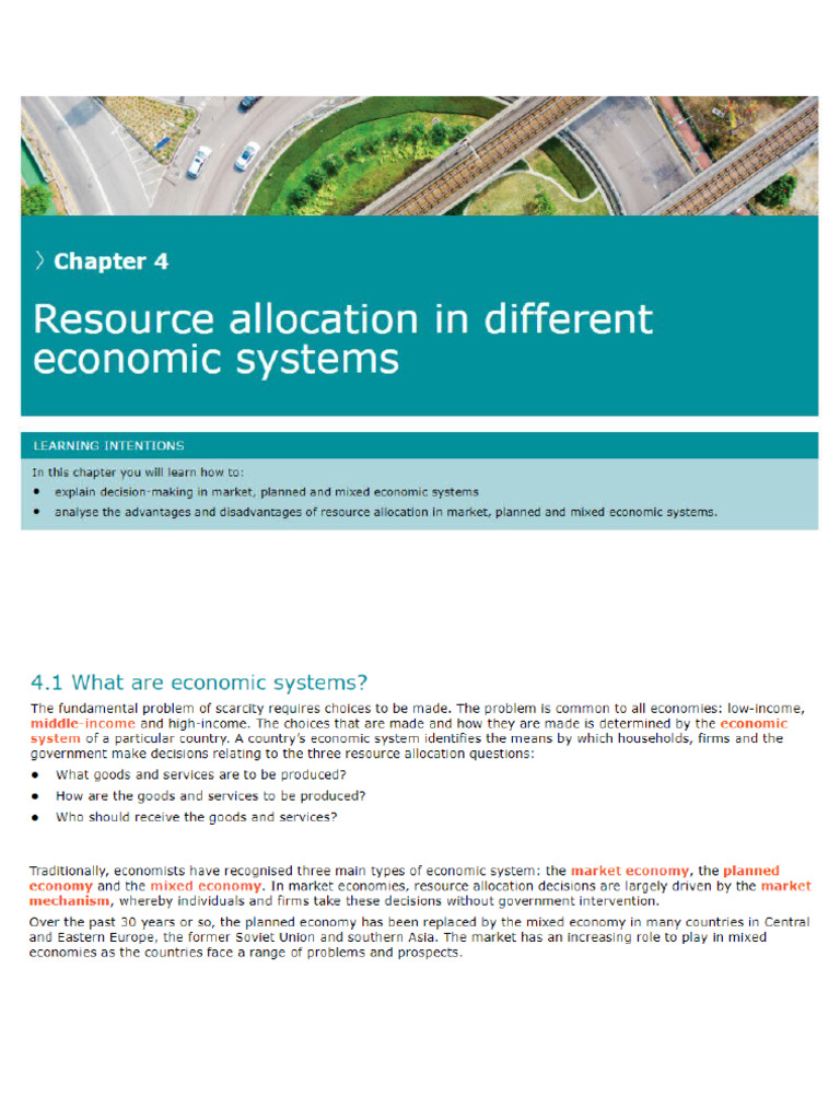 CHAPTER 4 Resource Allocation in Diffrent Economic Systems | PDF ...