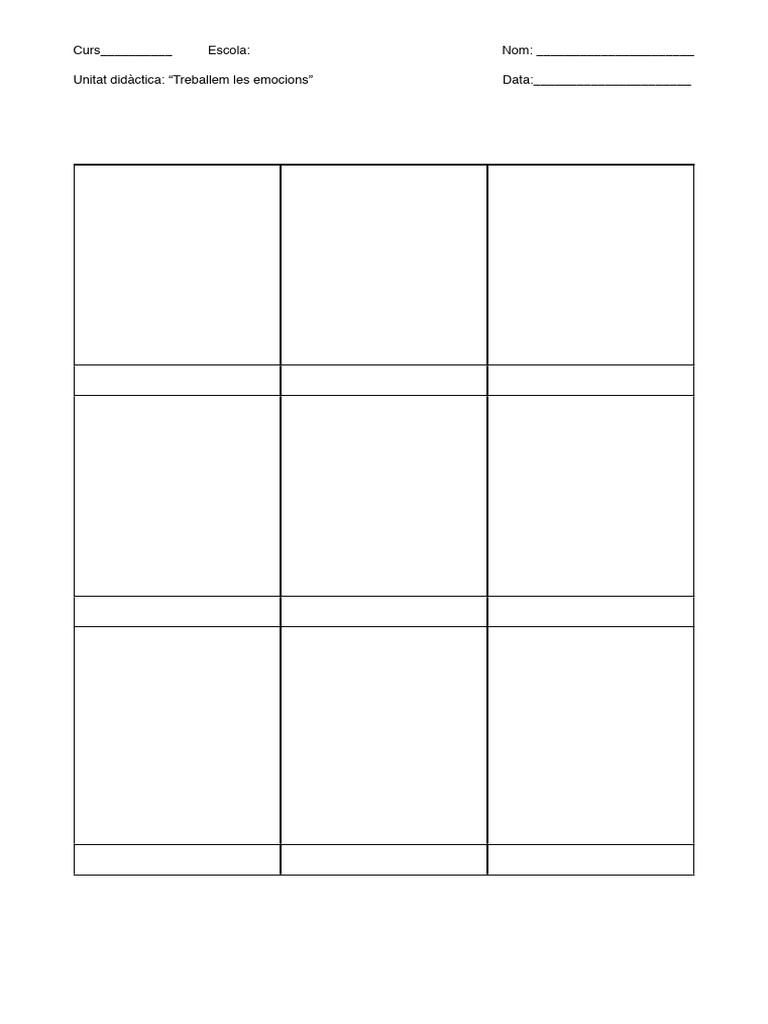 UD Treballem les emocions graella | PDF