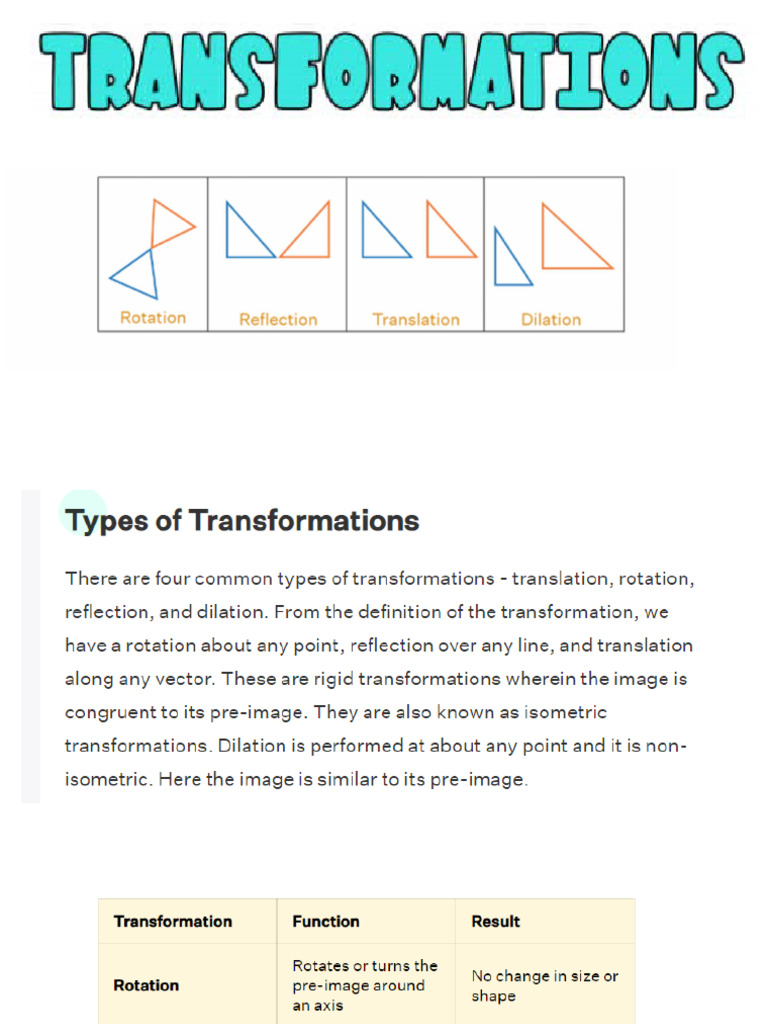Transformational Geometry | PDF