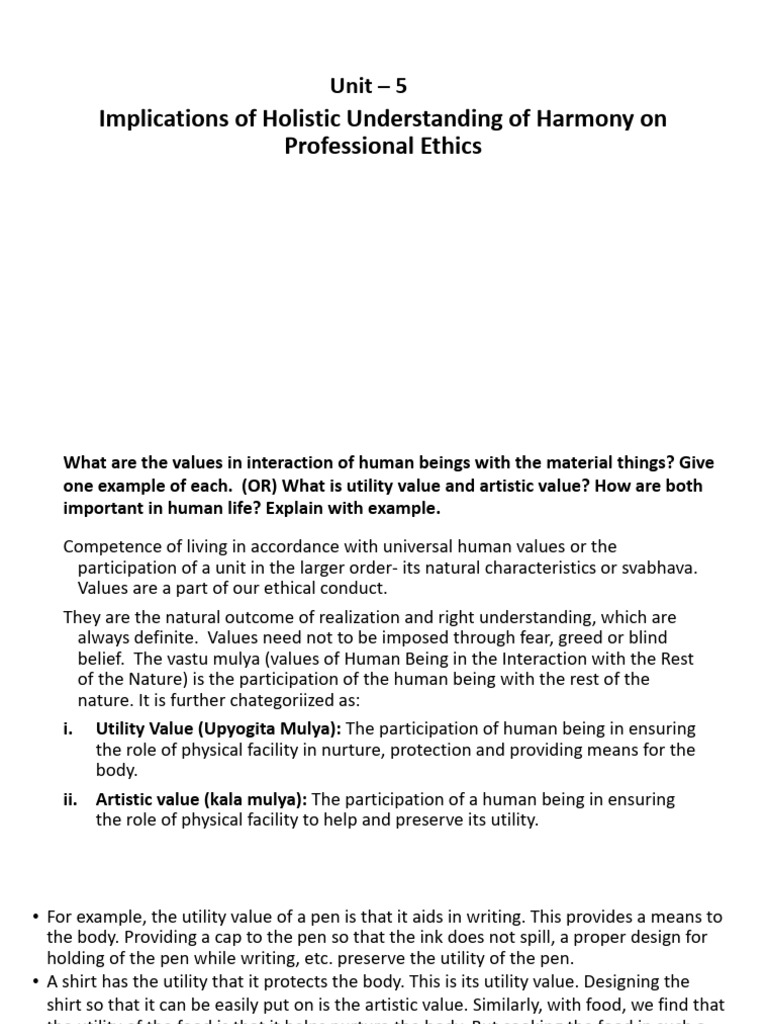 Unit5 - UHV-Professional Ethics | PDF | Employment | Professional Ethics
