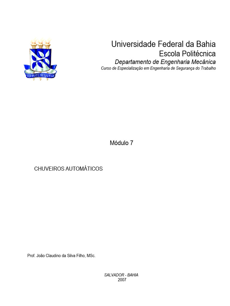 Módulo7 - Chuveiros automaticos | PDF | Bomba | Válvula