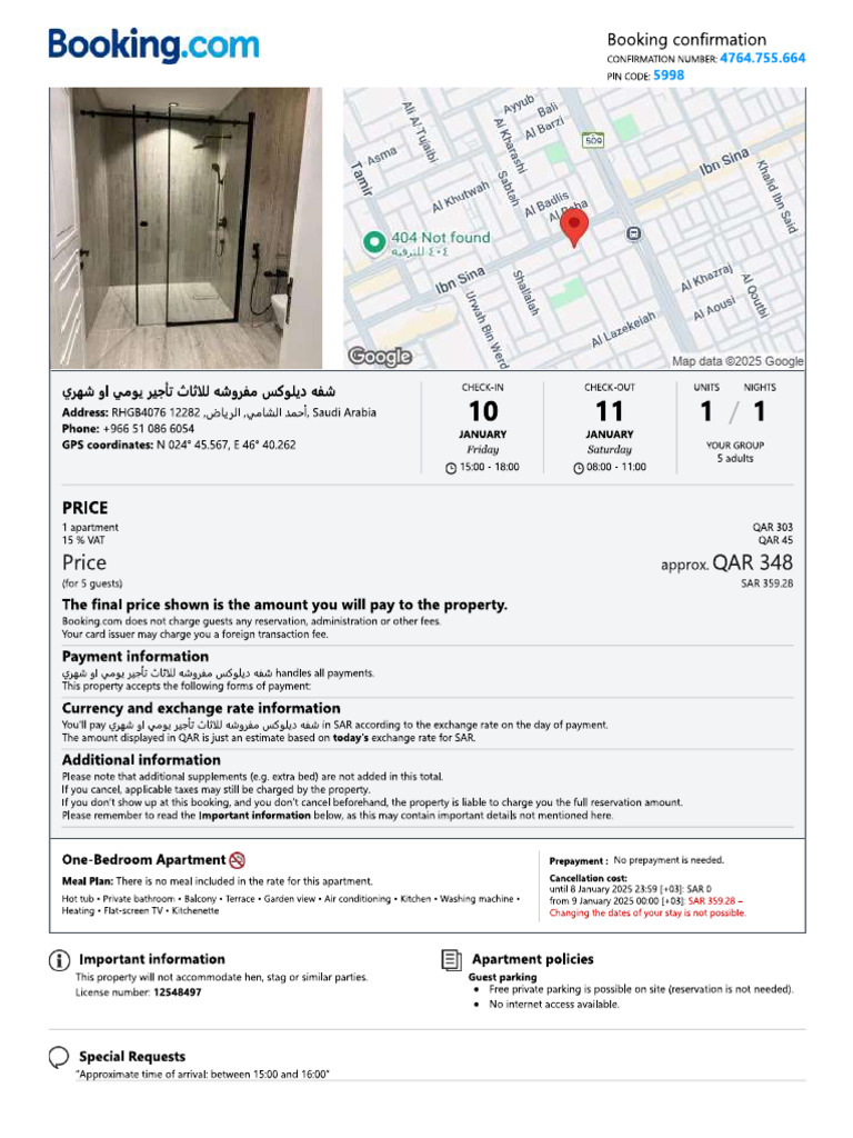 Riyadh Room Booking | PDF