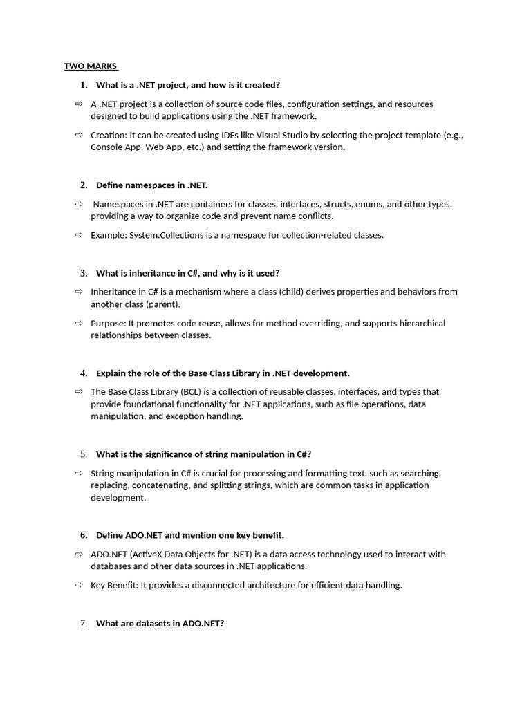 Understanding .NET Projects and Concepts | PDF | C Sharp (Programming ...
