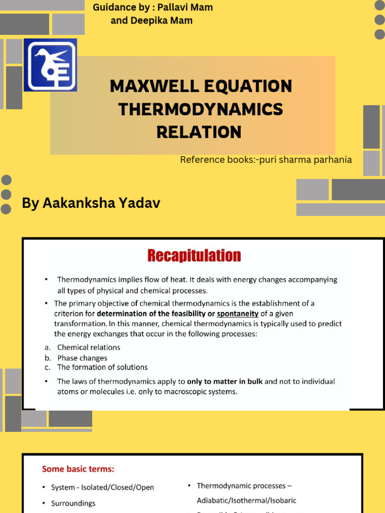 Maxwell Equation Thermodynamics Relation - 20241023 - 170451 - 0000 | PDF
