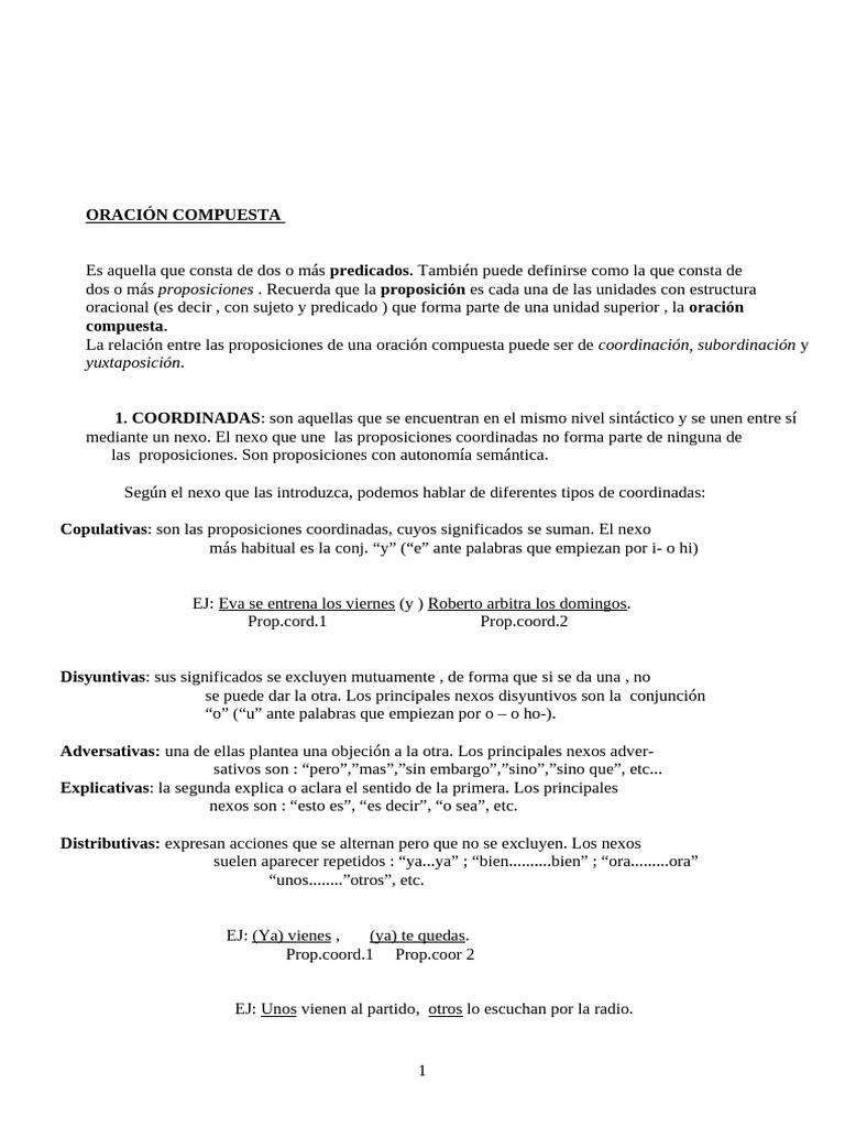 Esquema-Resumen Orac - Compuesta | PDF | Adverbio | Oración (Lingüística)