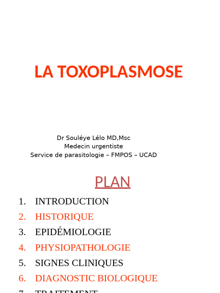 Comprendre la Toxoplasmose : Épidémiologie et Traitement | PDF ...