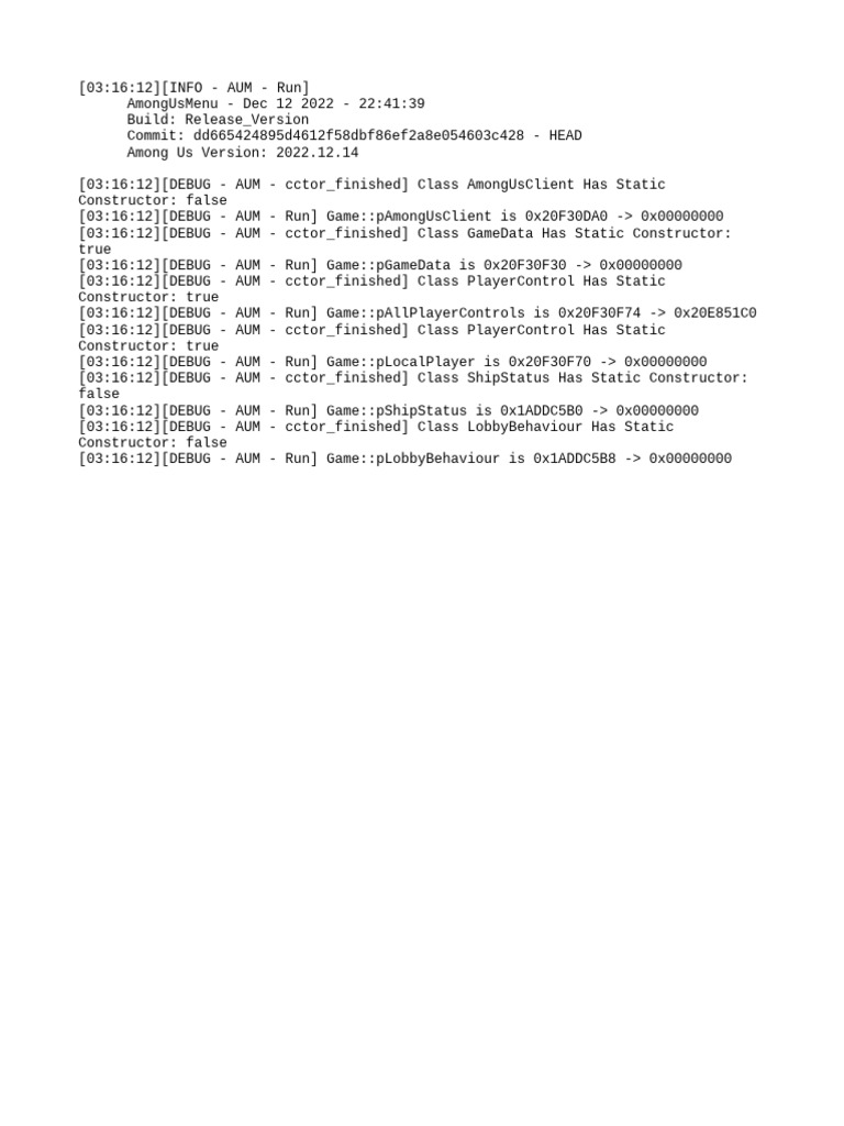 Among Us Client Debug Log Analysis | PDF