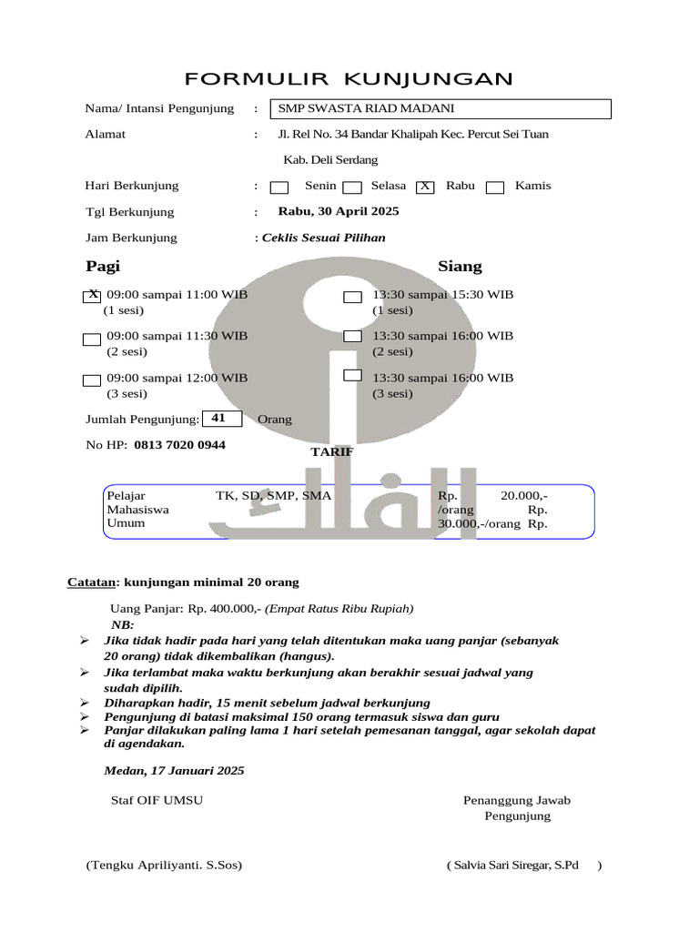 Formulir Kunjungan 2025 | PDF