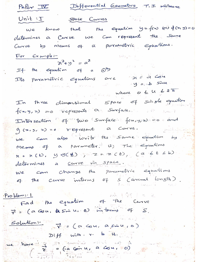 Unit 1 Differential Geometry | PDF