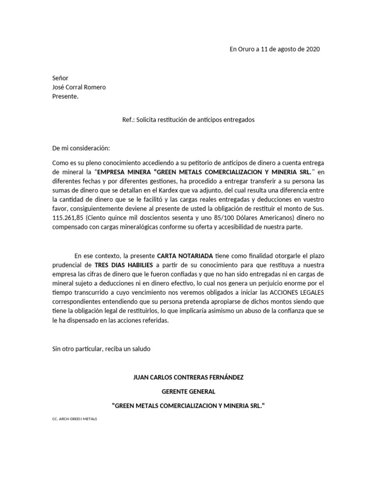 Carta Notariada | PDF