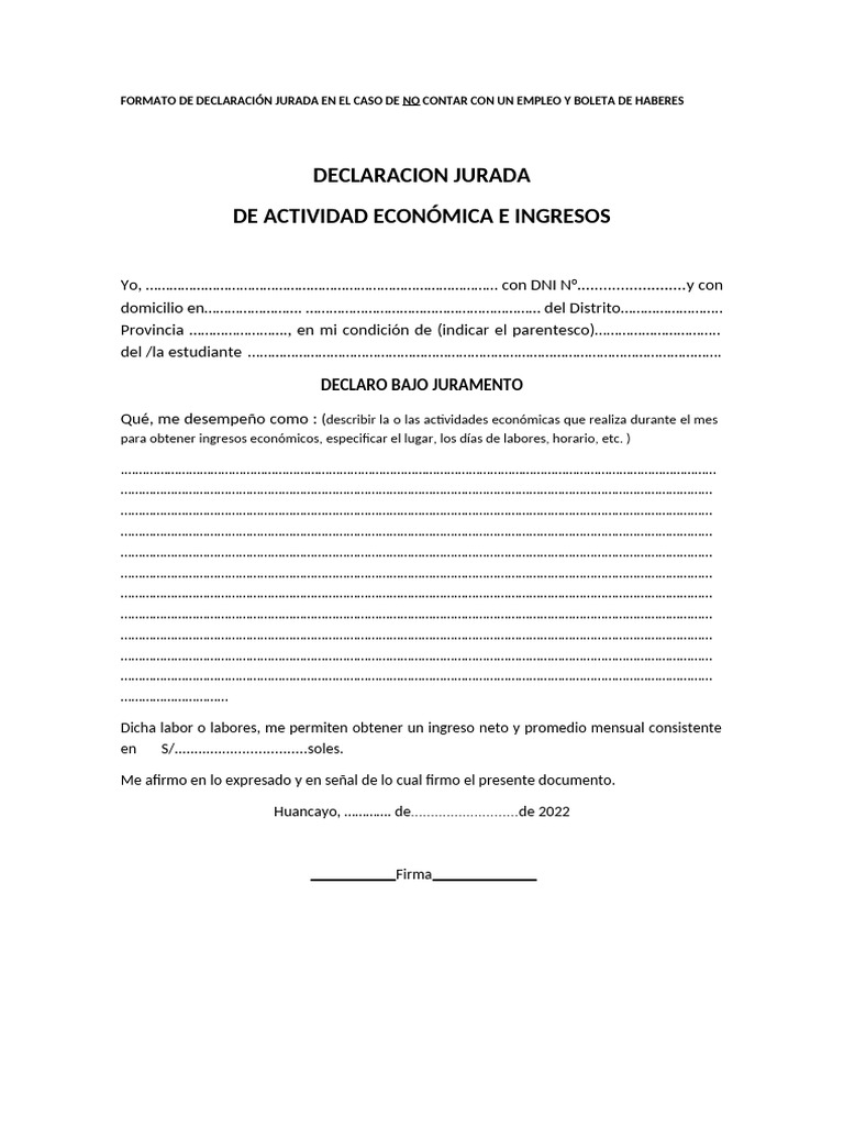2-Formato-de-declaracion-jurada-de-ingresos-economicos-2022-II | PDF