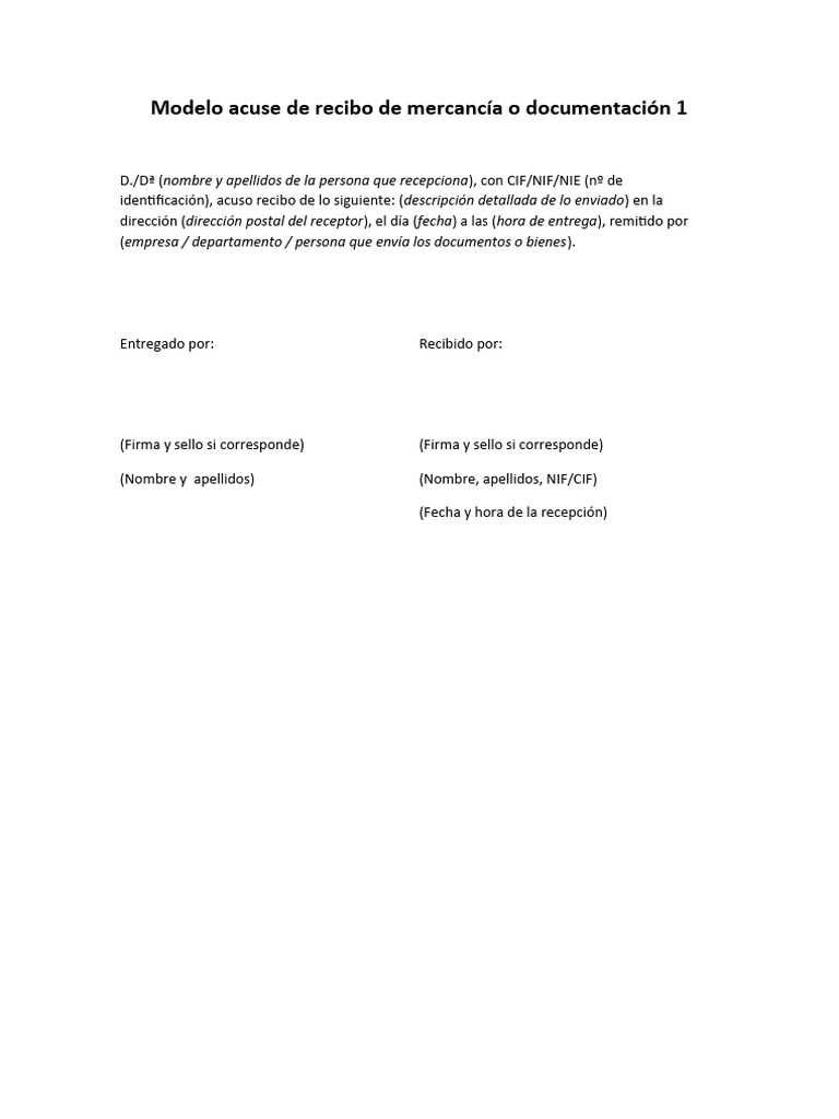 Modelo Acuse Recibo Doc1 | PDF