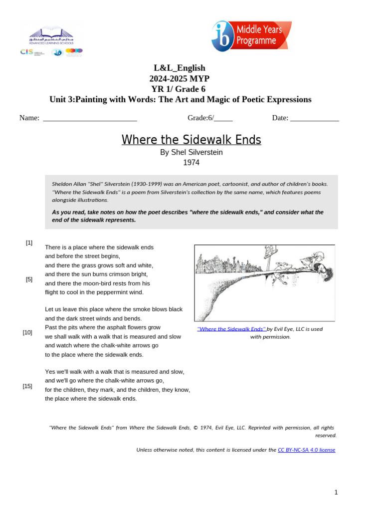 Where The Sidewalk Ends-Student | PDF | Poetry