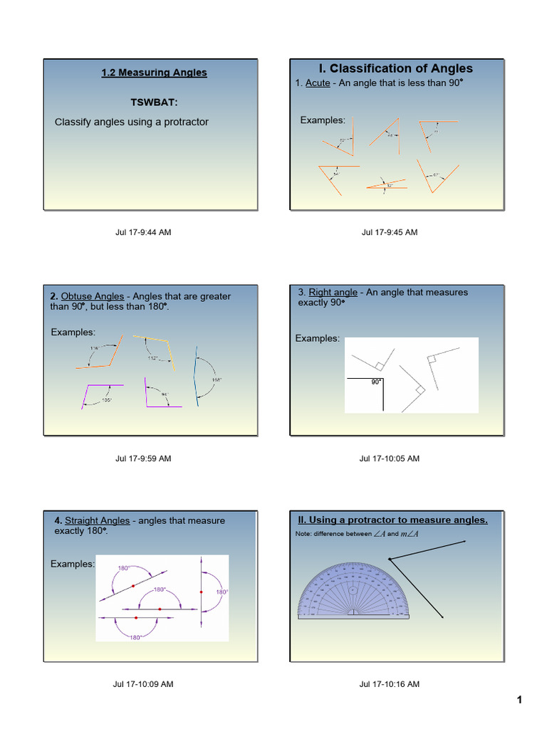 Unit 1.2 Measuring Angles | PDF | Angle | Euclidean Geometry