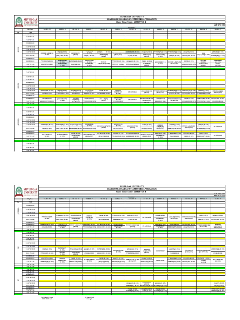 4th BCA Noon Shift Time Table - Even 2024 | PDF | Embedded Linux Distributions | Mobile Linux