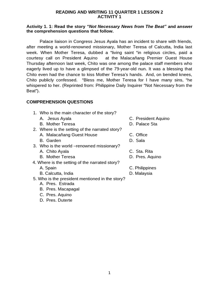 Reading and Writing 11 Quarter 1 Lesson 2 Written Works | PDF