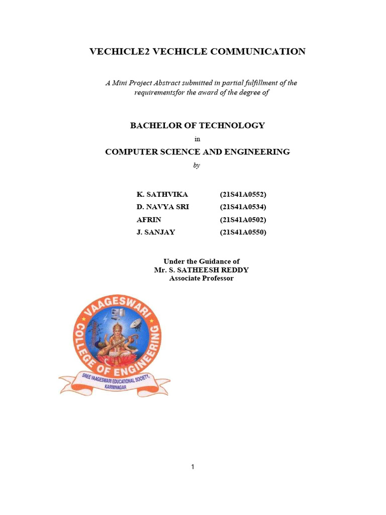 V2V Communication Mini Project Overview | PDF | Operating System ...