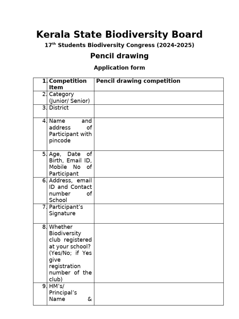 Pencil Drawing Application Form | PDF